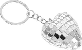 Frcolor Porte-Cl&eacute;s Coeur Mini Boule Disco 4 CM Argent&eacute; Breloque Pendentif Cl&eacute; Disco Multifonction pour D&eacute;coration F&ecirc;te Anniversaire et Enterrement Vie Jeune F