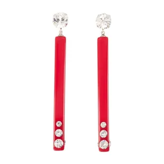 Isabel Marant Crystal and Rhinestone Drop Earrings - Red