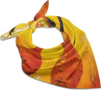 Generic Écharpe carrée en soie noire légère pour femme - Pour peinture à lhuile - Écharpe pour cheveux - Respirant - Cadeau pour homme et femme, multicolore, 