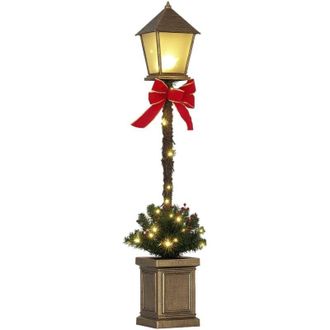 OUTSUNNY Lampadaire de Noël LED H.1,2 m style réverbère - décoration incluse - aspect bronze antique