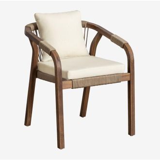 Sklum Sklum - Chaise de jardin avec accoudoirs en bois dacacia Dubai Blanc Gardenia