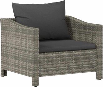 vidaXL Fauteuil de jardin avec coussin Gris R&eacute;sine tress&eacute;e