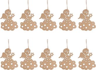 Amosfun 10 St&uuml;cke Christbaumschmuck Engel Anh&auml;nger Holz Geschenkanh&auml;nger Tags Weihnachten Holzanh&auml;nger Holzscheiben mit Loch Baumschmuck Weihnachtsbaum Deko