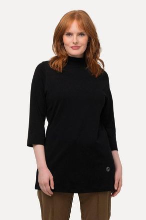 Ulla Popken T-Shirt Shirt A-Linie Stehkragen 3/4-Arm Pima Cotton