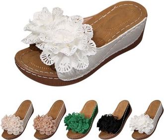 Generic Sandales compens&eacute;es &agrave; plateforme pour femme - Bout ouvert - R&eacute;tro - Antid&eacute;rapantes - Confortables - Sandales d&eacute;t&eacute; plates respirantes et confortables -