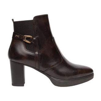 Nero Giardini Bottines en cuir et tissu - Femme - Chaussures - Brun - Taille: 39 EU