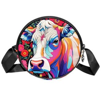 Generic Sac &agrave; bandouli&egrave;re rond pour femme, petit sac &agrave; bandouli&egrave;re avec fermeture &eacute;clair et bretelles r&eacute;glables style d&eacute;contract&eacute; pour femmes et filles