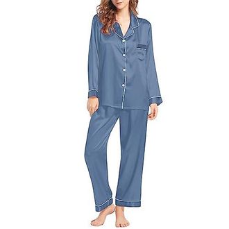 Generic Ensemble de pyjamas en coton pour femme, pyjamas en coton pour dames avec manches longues pour la nuit, ensembles de pyjamas &agrave; manches longues, haut &agrave;