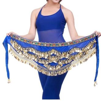 Generic Ceintures Femme - Ceinture de Danse Orientale &Eacute;charpe de Hanche en Or Costume de Sc&egrave;ne pour Belly Dance avec Pi&egrave;ces Sonores