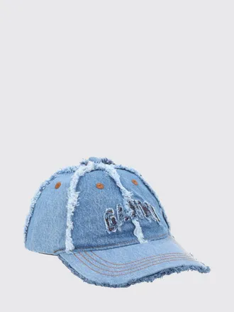 Ganni Casquette de baseball en denim de coton avec logo brod&eacute; et ourlet effiloch&eacute;