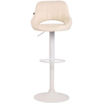 Clp Tabouret de bar Milet en Tissu et Pied m&eacute;tal Cr&egrave;me Blanc
