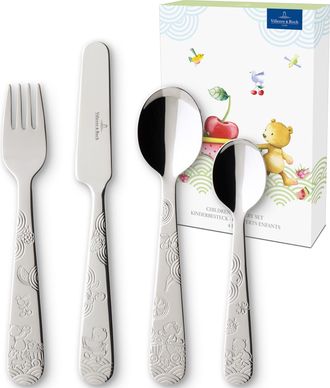 Villeroy & Boch Hungry As A Bear Kinderbesteck Set 4 Teilig, Rostfrei, Sp&uuml;lmaschinenfest, Besteckset Kinder Mit B&auml;r, Essbesteck Kinder, Kindergabel, Kinderl&ouml;ffel, Kin