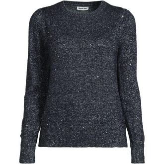 Lands End Pullover mit Pailletten, Damen, Gr&ouml;&szlig;e:48-50 regular, Blau, Polyacryl/Polyester-Mischung, by Lands End