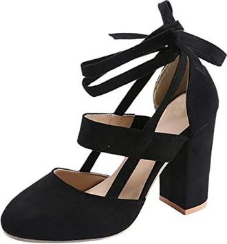 Generic Chaussures Femmes Fermées Sexy Mariage - Chaussures de danse à talon bloc Chaussures dété Festives élégantes Chaussures de mariée confortables à laniè