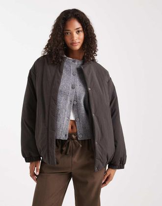 Asos Bomber oversize rembourr&eacute; - Anthracite-Vert