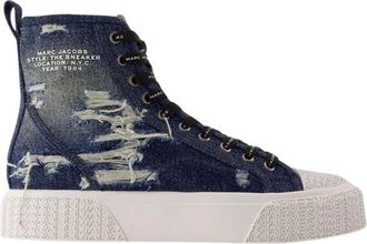 Marc Jacobs Femme, Chaussures, Bleu, Taille: 36 EU Baskets montantes en patchwork denim