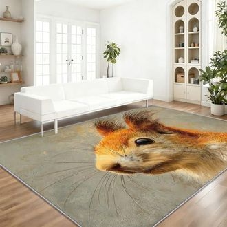 Generic Tapis de Salon Chambre Salle &agrave; Manger Adulte Bureau Design Animaux De Dessin Anim&eacute; &Eacute;cureuil Poil Court Fin Doux L&eacute;ger R&eacute;sistant 160 x 230 cm, Couleur 