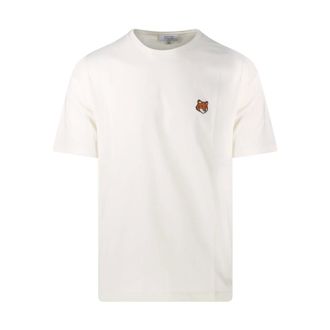Maison Kitsun&eacute; Homme, Tops, Beige, Taille: 2XL Fox Head Regular Tee-Shirt