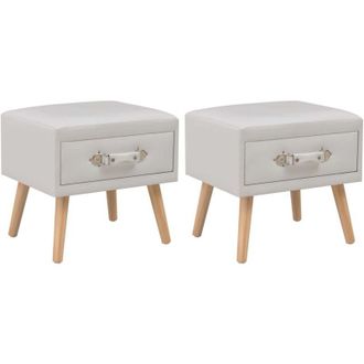 vidaXL Tables de chevet 2 pcs Blanc 40x35x40 cm Similicuir Vidaxl