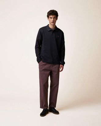 Faguo Polo manches longues noir coton bio