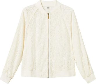 Twin-Set sweat zippé en dentelle - Blanc