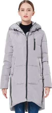 Orolay Damen Stilvolle Daunenmantel Winterjacke mit Kapuze Female Steppmantel Frauen Puffer Wintermantel Grau XXL