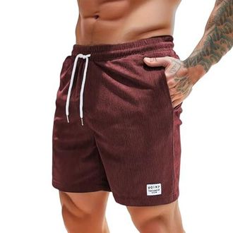 Generic Short court pour homme - Mode - D&eacute;contract&eacute; - Couleur unie - Style : velours c&ocirc;tel&eacute;, rouge, XL