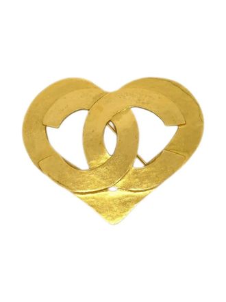Chanel broche coeur à logo CC (1995) - Or