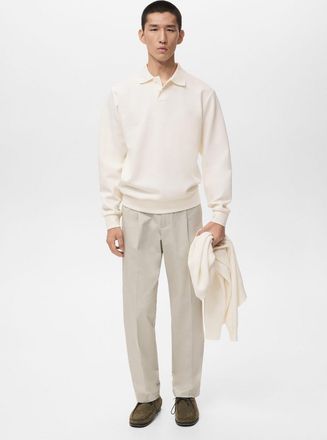 Mango Sweat-shirt polo regular-fit blanc - Homme - XXL - MANGO MAN