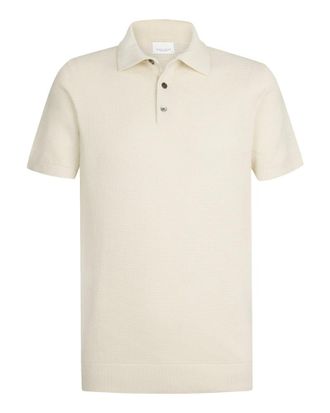 Profuomo Unifarbenes Strick-Poloshirt in Reiskornstruktur in