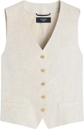 Max Mara Femme, Vestes, Beige, Taille: 38 FR Gilet en lin