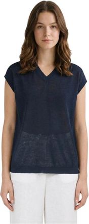 Max Mara Femme, Pulls, Bleu, Taille: 38 FR Ghianda Short Sleeve Linen Shirt
