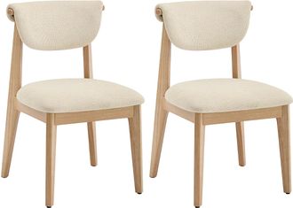 Vente-Unique Sedia In Tessuto Bouclette E Legno Di Hevea - Crema - Lotto Di 2 - Gabiel
