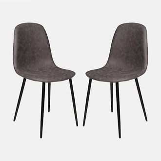 Dmora Ensemble de 2 chaises Modernes en éco-Cuir, pour Salle à Manger, Cuisine ou Salon, cm 56x45h87, Couleur Gris