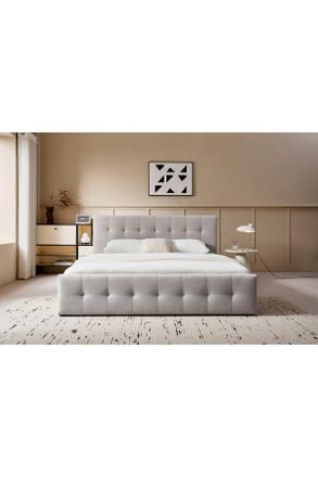 Boxxx Polsterbett, Hellgrau, Holz, Pappel, massiv, 140x200 cm, gepolstertes Kopfteil, Stoffauswahl, in verschiedenen Gr&ouml;&szlig;en erh&auml;ltlich, Schlafzimmer, Betten