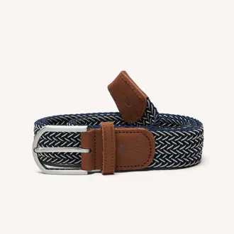 Faguo Ceinture tress&eacute;e bleu, &eacute;cru et camel