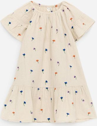 Arket Besticktes Volantkleid -Wei&szlig;