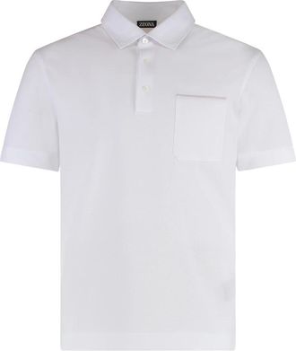 Ermenegildo Zegna Homme, Tops, Blanc, Taille: XL Polo en Coton avec Poche Avant