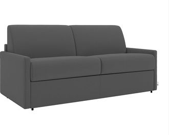 Vente-Unique Schlafsofa 3-Sitzer - Liegefl&auml;che: 140 cm - Matratzenh&ouml;he: 22 cm mit Memory Schaum - Stoff - Grau - CALIFE