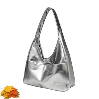 Generic Grand sac fourre-tout pour femme, grand sac &agrave; main en similicuir v&eacute;g&eacute;talien, doux, d&eacute;contract&eacute;, r&eacute;tro, sac &agrave; main pour un usage quotidien, Argent&eacute; bri