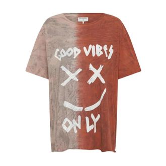 One Teaspoon Tie Dye Baumwoll T-Shirt mit Druck - - Tops - Damen - Mehrfarbig - XL