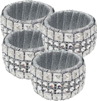 Boltze Serviettenring Nelina Set 4 Teilig Silber Strass-Optik