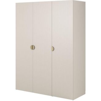 Selsey Moonir - Kleiderschrank 3-t&uuml;rig mit langer Kleiderstange und Schubladen, 150 cm, greige - Selsey