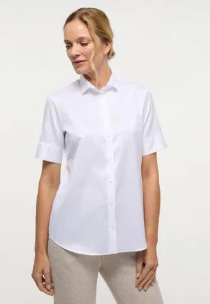 Eterna Blusentop ETERNA REGULAR FIT COVER SHIRT Kurzarm Bluse weiss twill 5008-00-H965