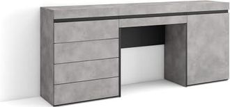 Skraut Home | Schminktisch | Frisiertisch mit Stauraum | 177x75x35 cm | mit Schublade | Kommode mit Schubladen | Moderner Stil | Zement