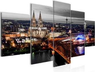 Runa Art Bild Wohnzimmer Schlafzimmer Köln 5 Teilig Kölner Dom Grau Wandbilder auf Vlies Leinwand 601553c