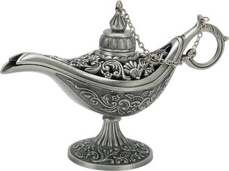 ZJchao Antike Arabische Lampe aus Zinn, Tischplatte, Retro-Zinklegierung, Legende, Wunschlicht, Kost&uuml;m, Party, Dekoration, Zuhause, B&uuml;ro, Hochzeit, Party, De