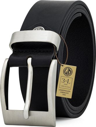 Lindenmann Leder-G&uuml;rtel Herren 40 mm breit, G&uuml;rtel Herren Echt-B&uuml;ffel-Leder G&uuml;rtel, Lederg&uuml;rtel, Jeans-G&uuml;rtel schwarz, Gr&ouml;&szlig;e/Size:Bundweite 130 cm Gesamtl&auml;nge 14