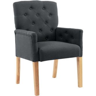 vidaXL Esszimmerstuhl mit Armlehnen Grau Stoff Vidaxl