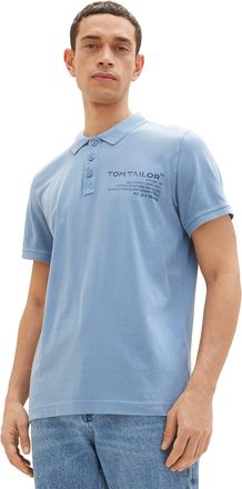 Tom Tailor Herren Poloshirt im Washed-Look 1035641, 12364 - Greyish Mid Blue, S